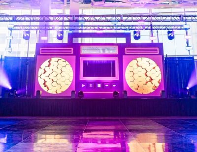 Giant Boom Box Facade with Video Speakers - Creating A Scene Inc.